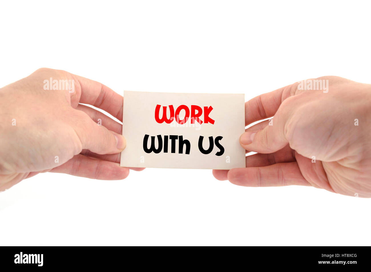 Work with us text concept isolated over white background Stock Photo ...