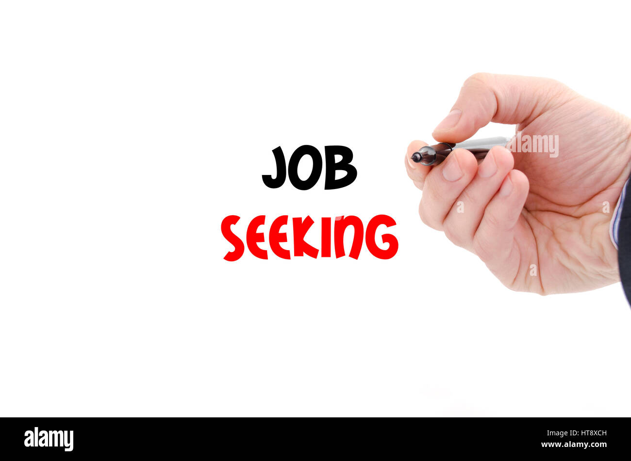 Job seeking text concept isolated over white background Stock Photo - Alamy