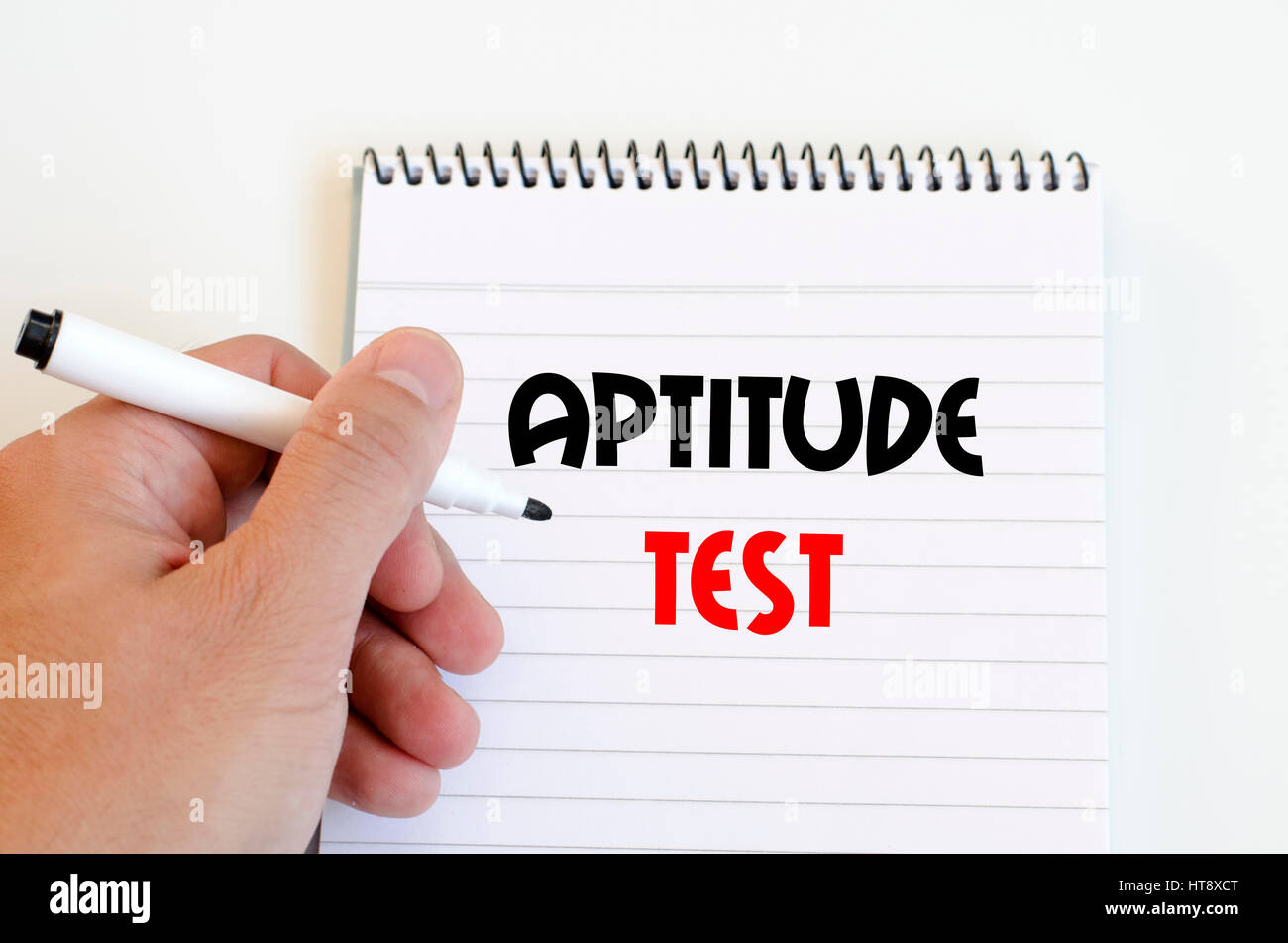 Aptitude test text concept isolated over white background Stock Photo ...