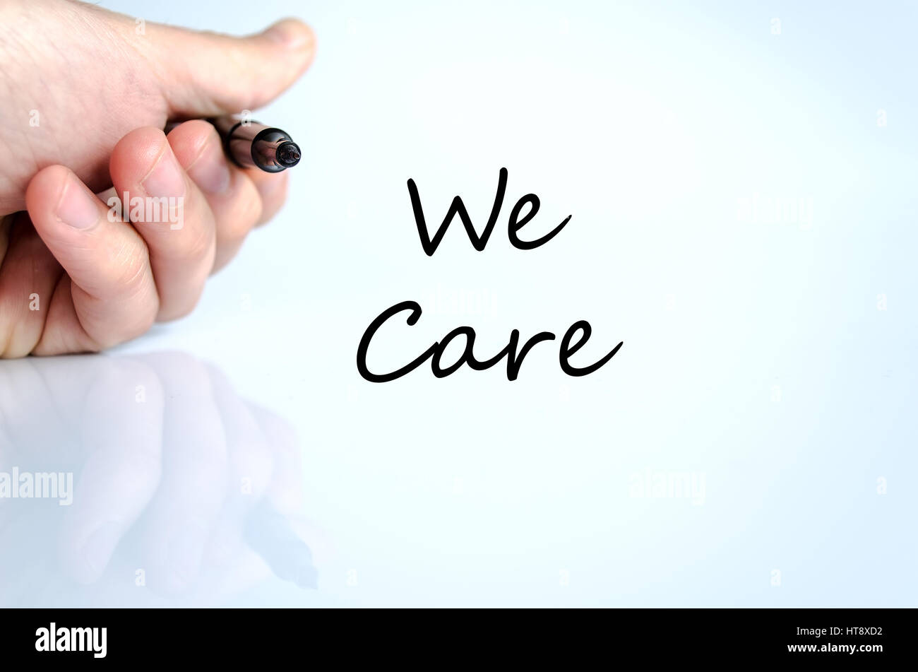 We care text concept isolated over white background Stock Photo - Alamy