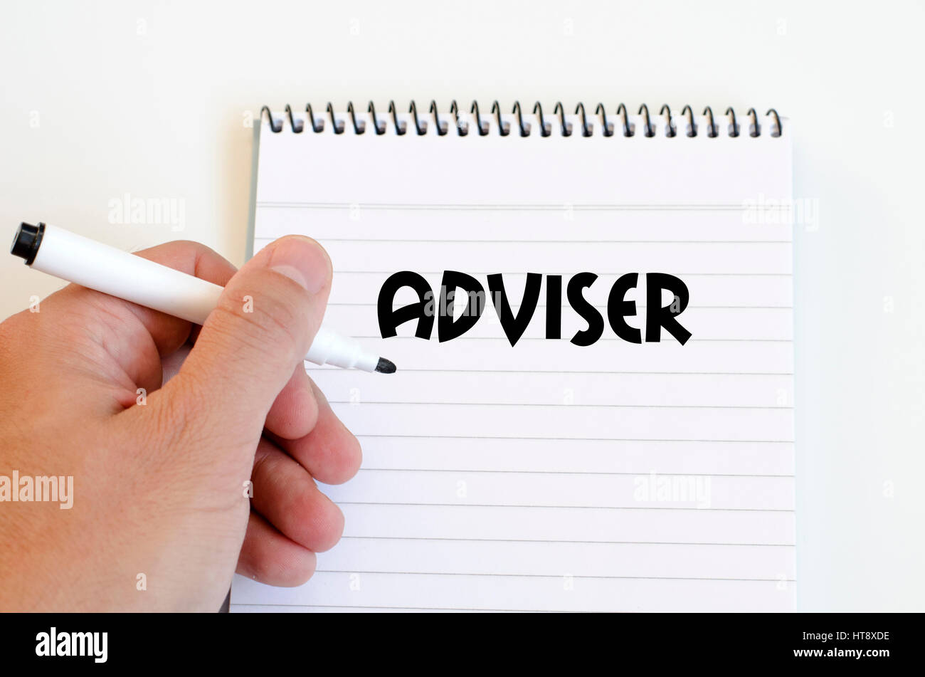 Adviser text concept isolated over white background Stock Photo - Alamy