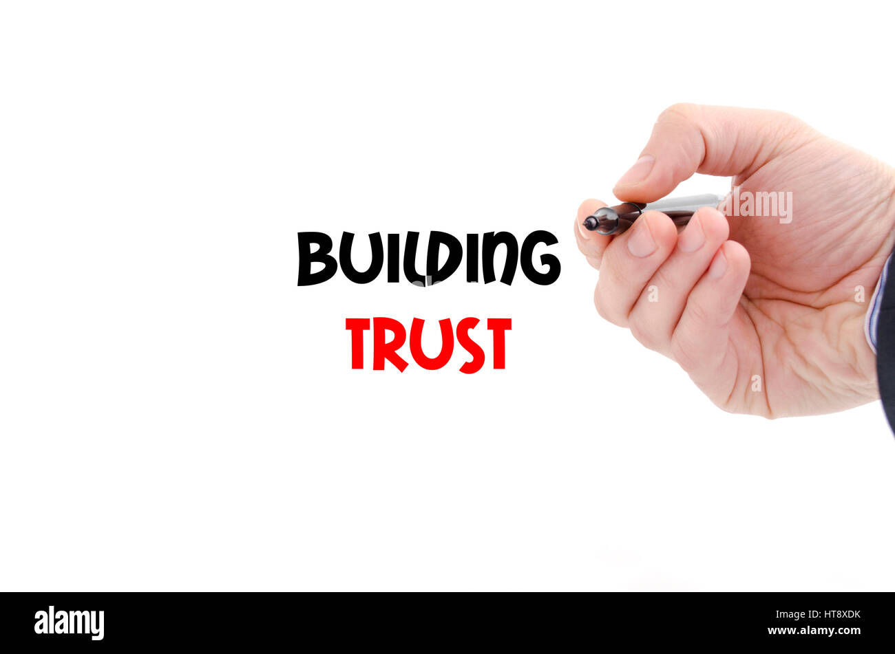 Building trust text concept isolated over white background Stock Photo ...