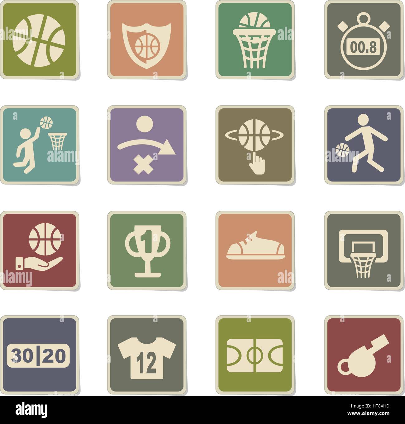 basketball icon set web icons for user interface design Stock Vector ...