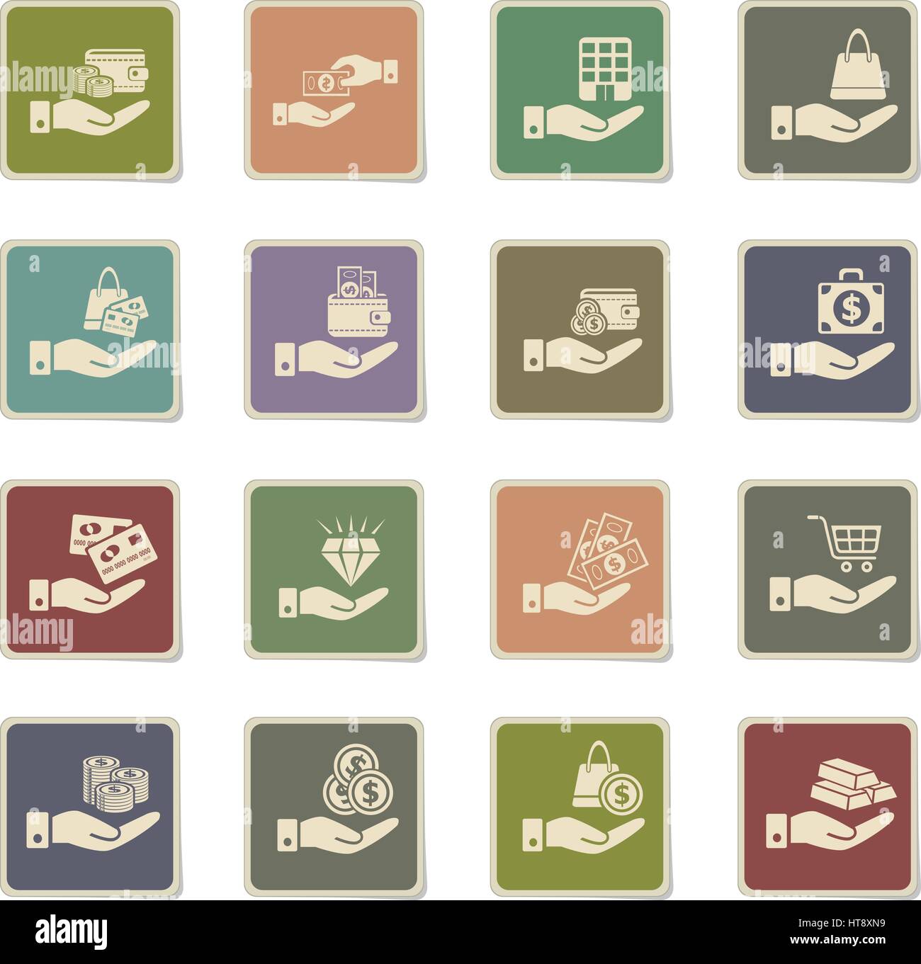 hand and money web icons for user interface design Stock Vector Image ...