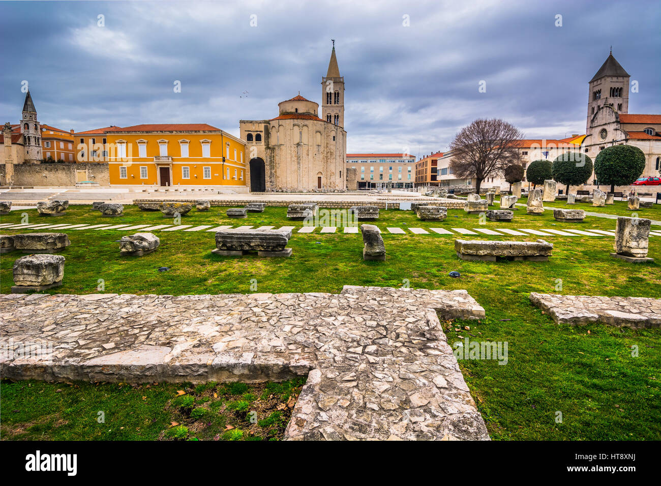 Scenic view at old roman ruins in Zadar town, Croatia Europe Stock ...