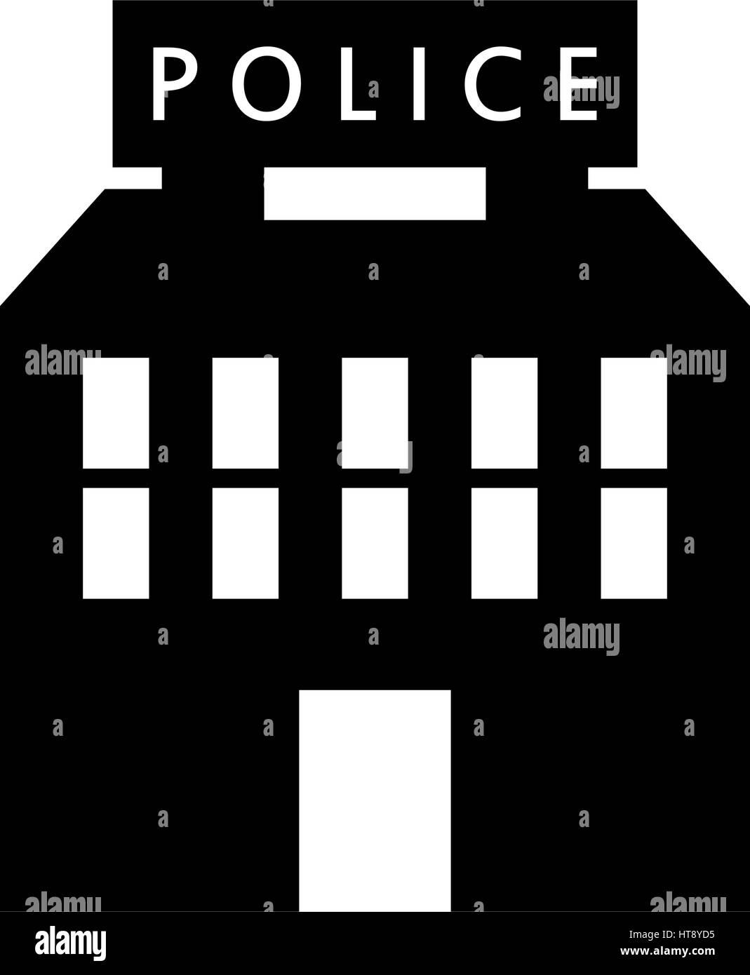 icon police building illustrated on a white background in vector Stock ...