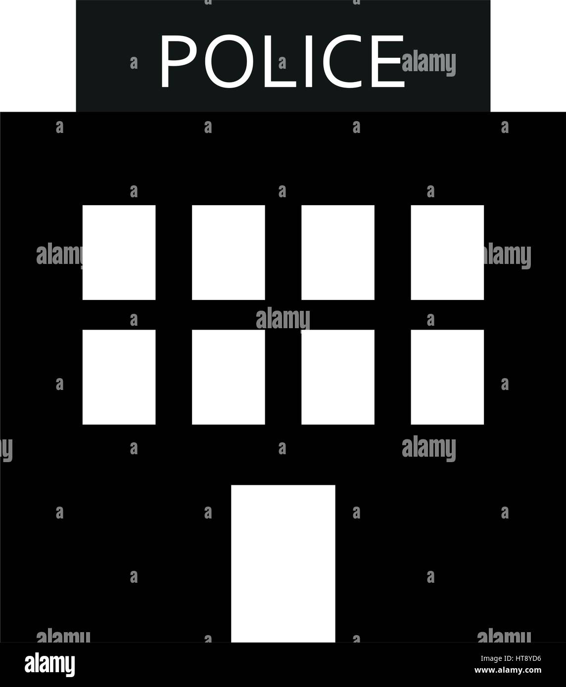 icon police building illustrated on a white background in vector Stock ...