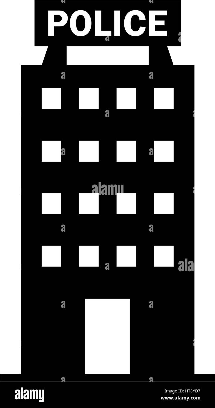icon police building illustrated on a white background in vector Stock ...