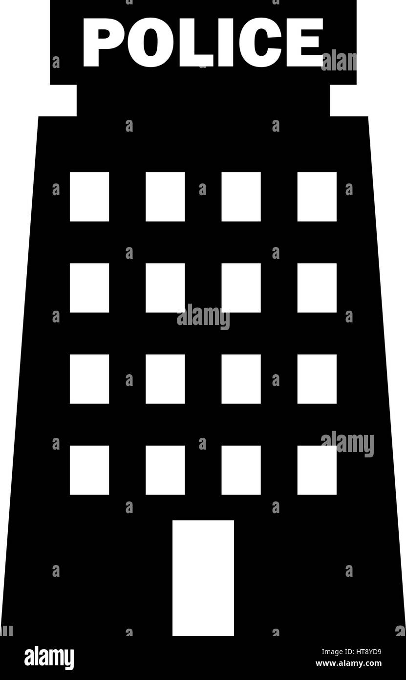 icon police building illustrated on a white background in vector Stock ...