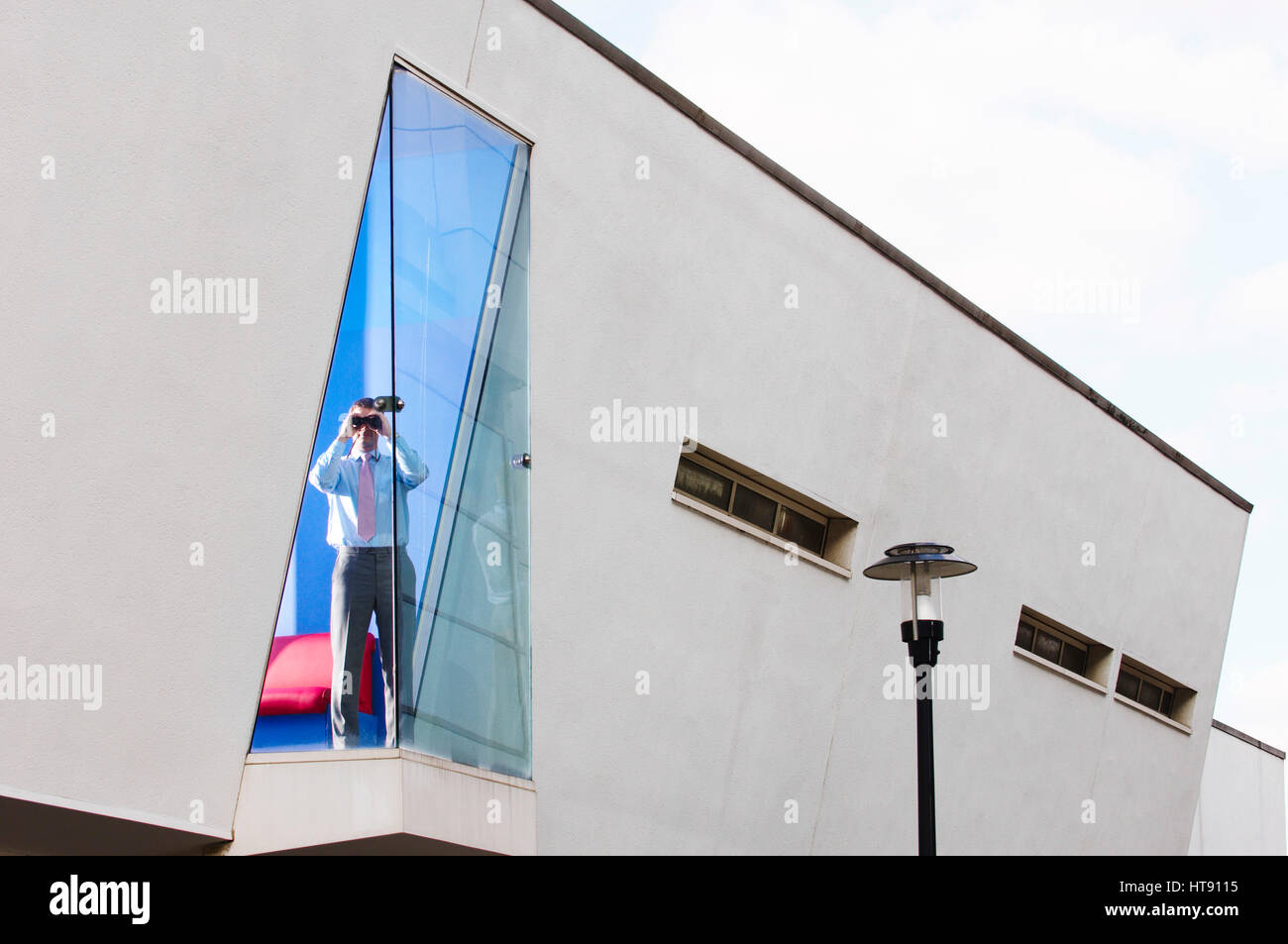 Businessman Standing Window Looking Distance High Resolution Stock ...