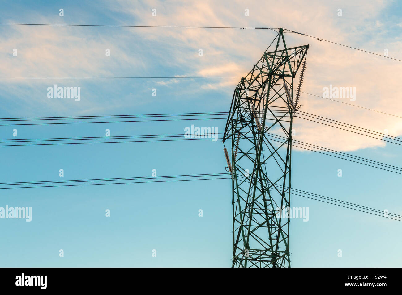 detail of high voltage electricity pylon Stock Photo - Alamy
