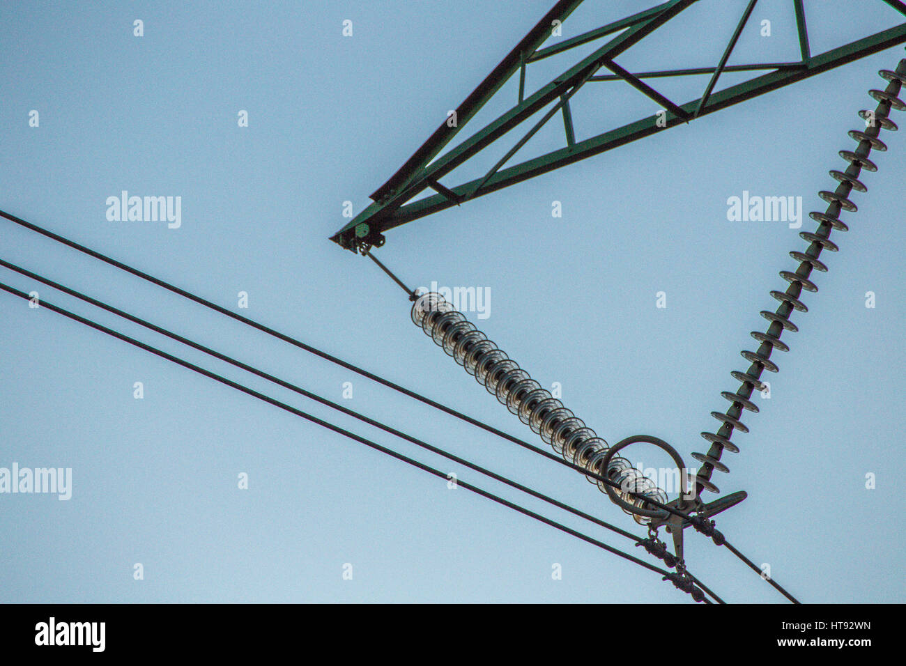 detail of high voltage electricity pylon Stock Photo - Alamy