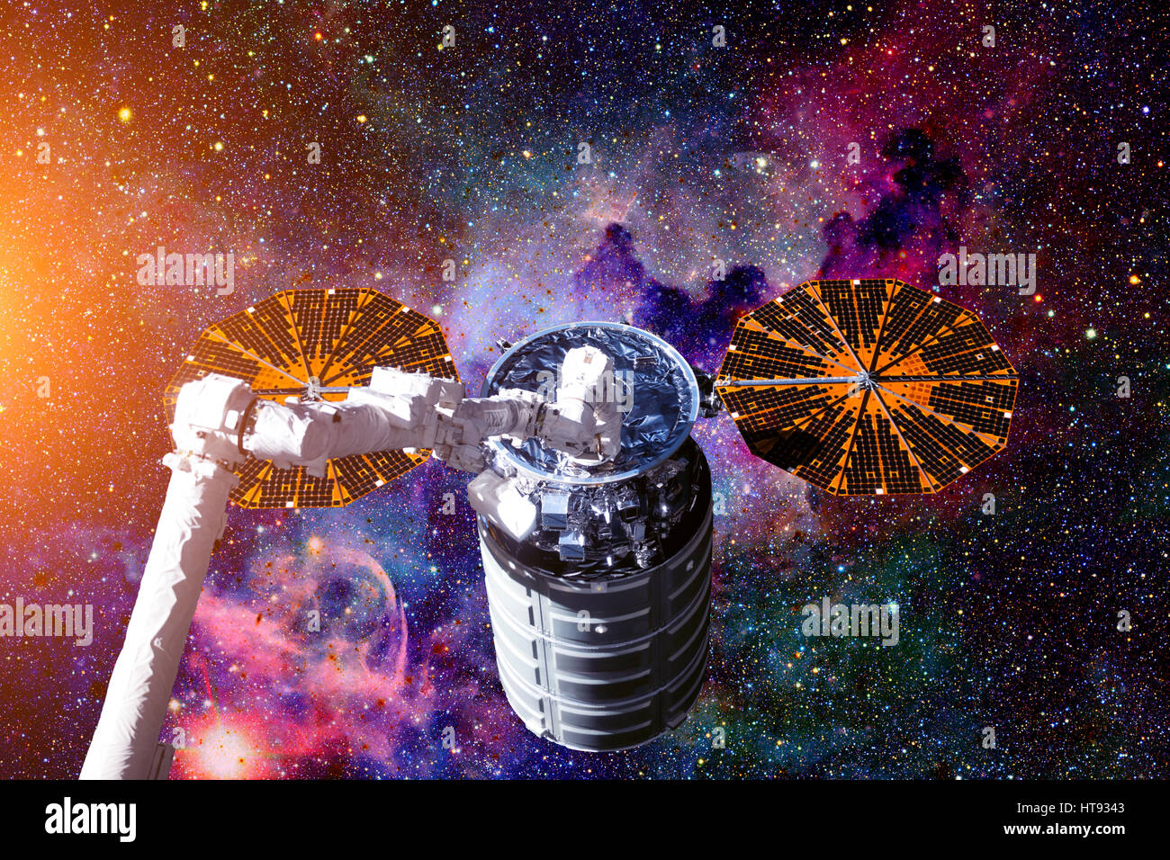 The Cygnus spacecraft in open space. Elements of this image furnished ...