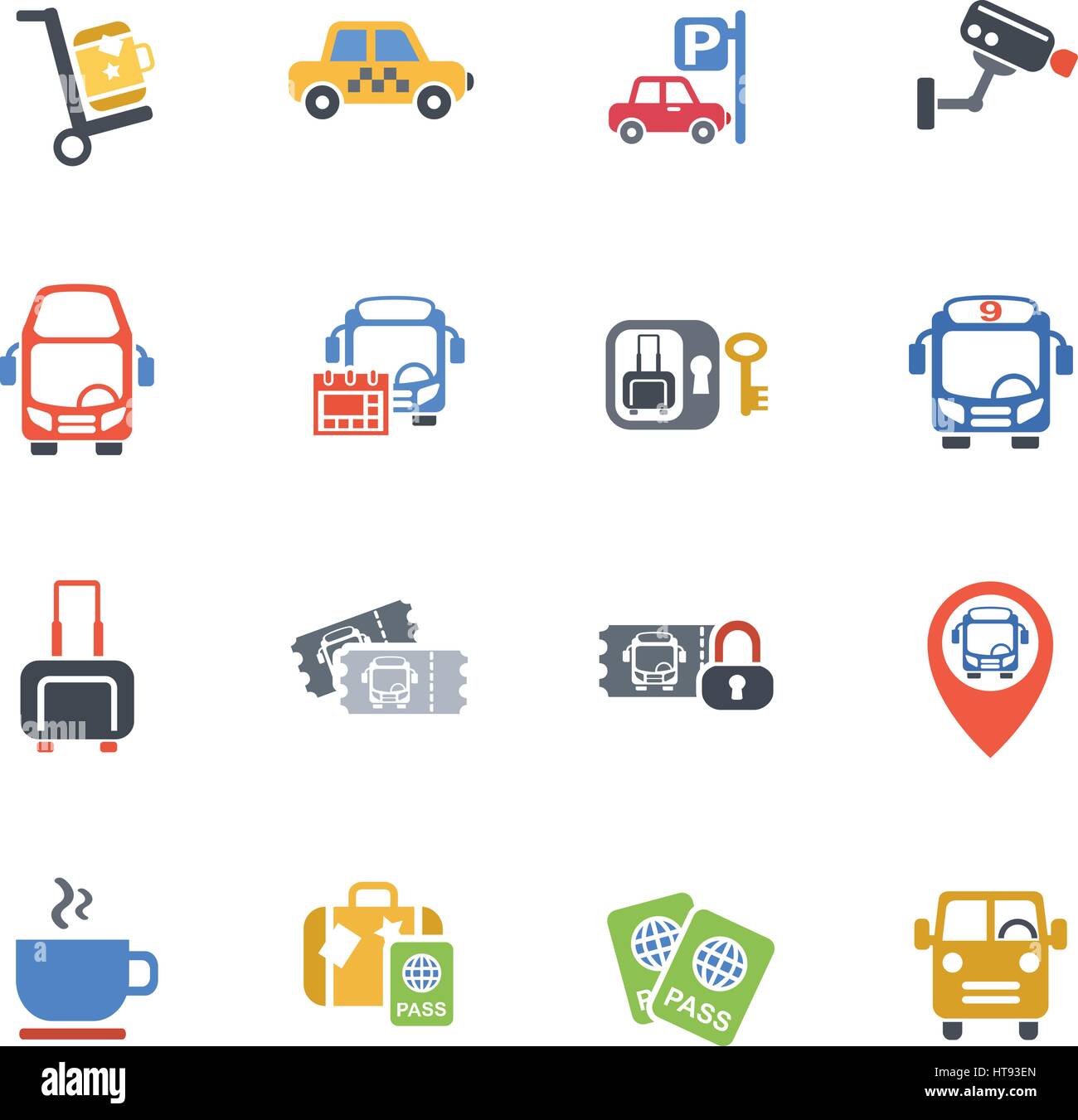 bus station web icons for user interface design Stock Vector Image ...