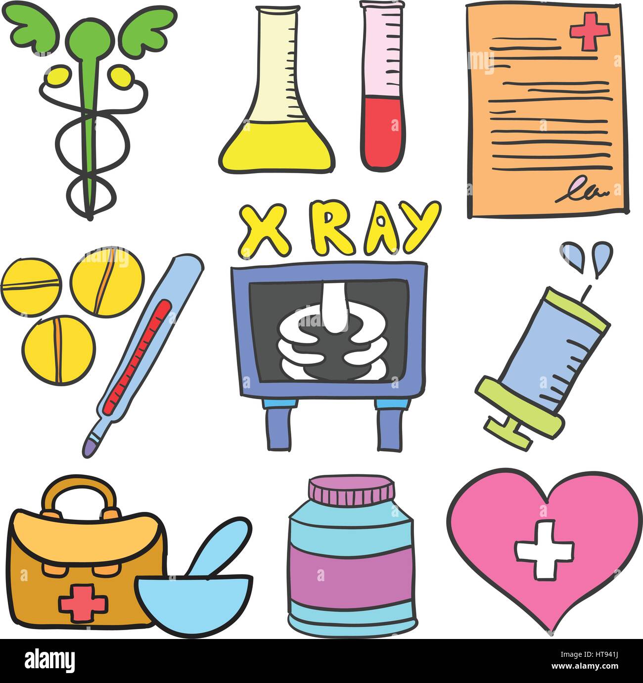 Doodle object medical set Stock Vector Images - Alamy