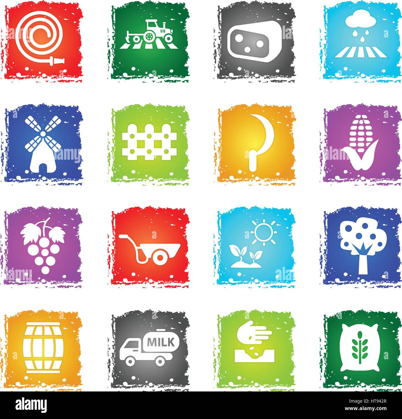 agricultural web icons in grunge style for user interface design Stock ...