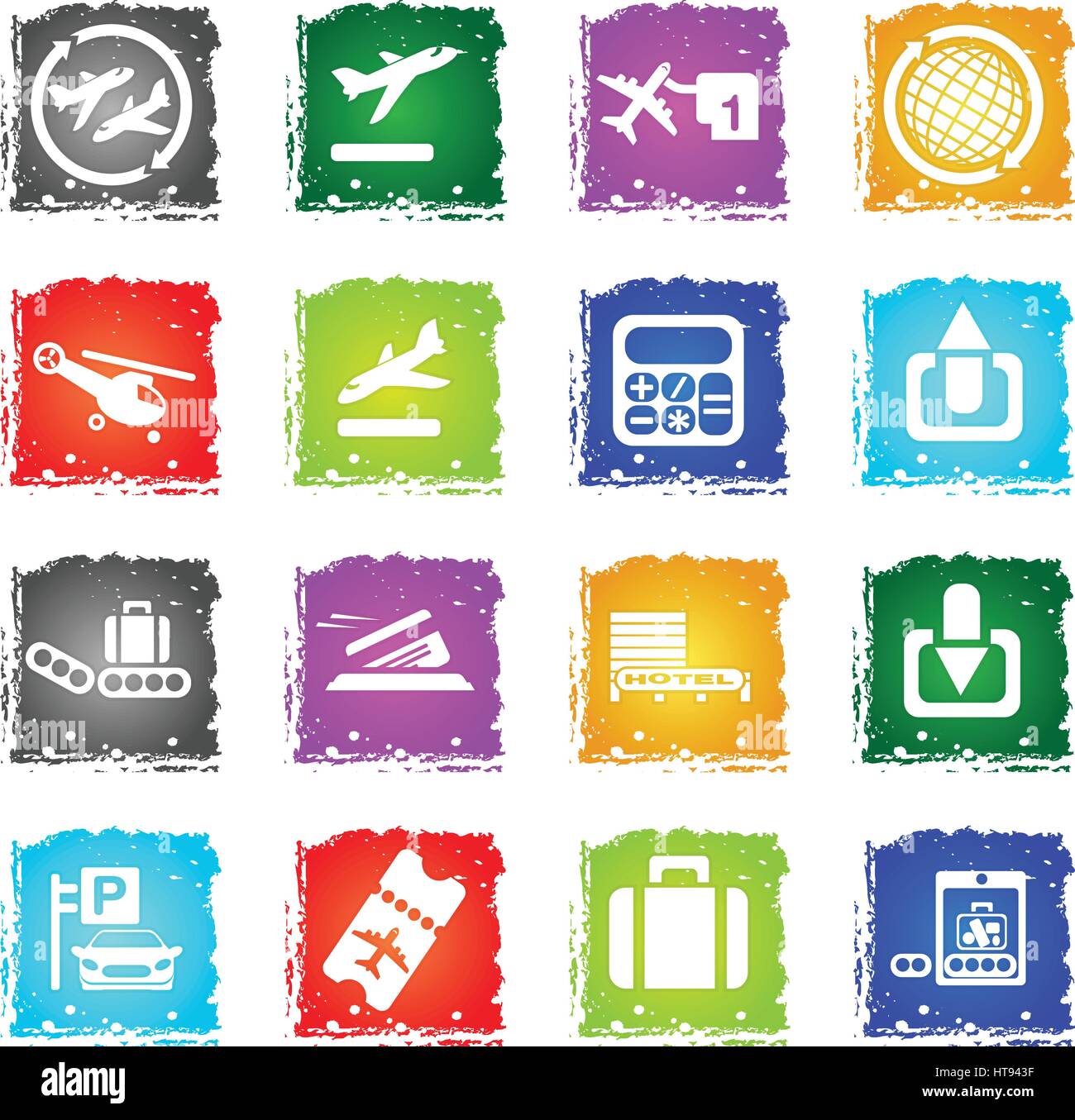 Airport simply symbols in grunge style for user interface design Stock ...