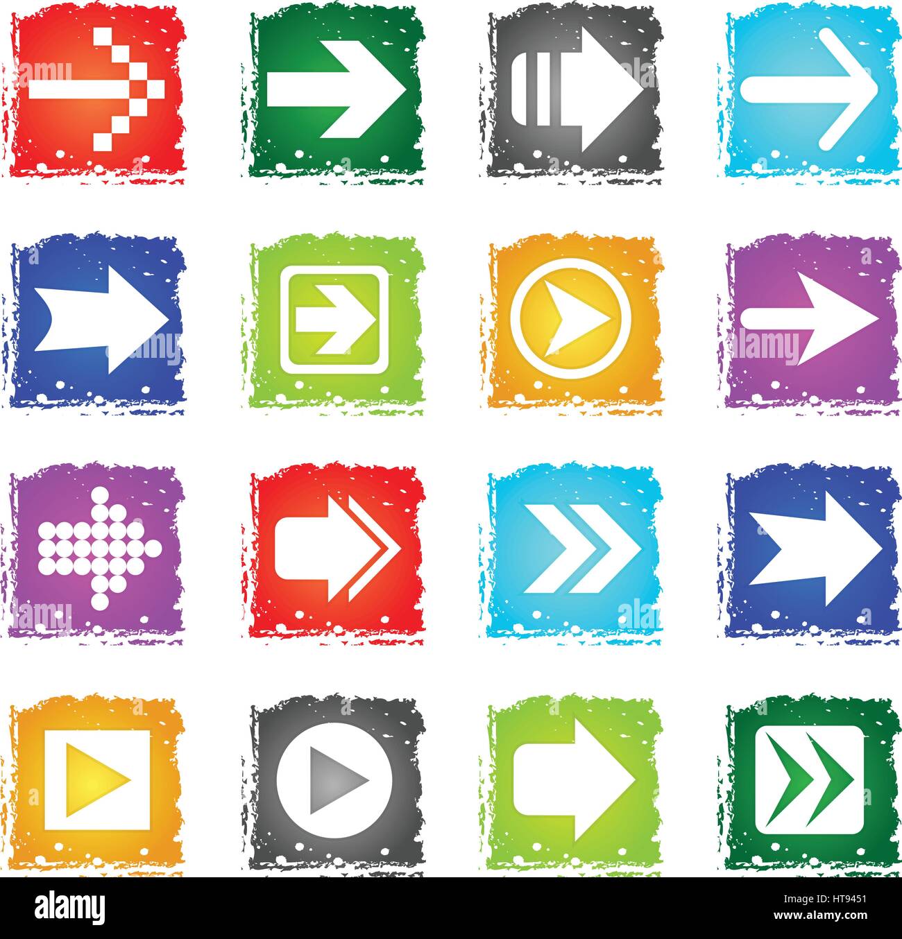 arrow web icons in grunge style for user interface design Stock Vector ...