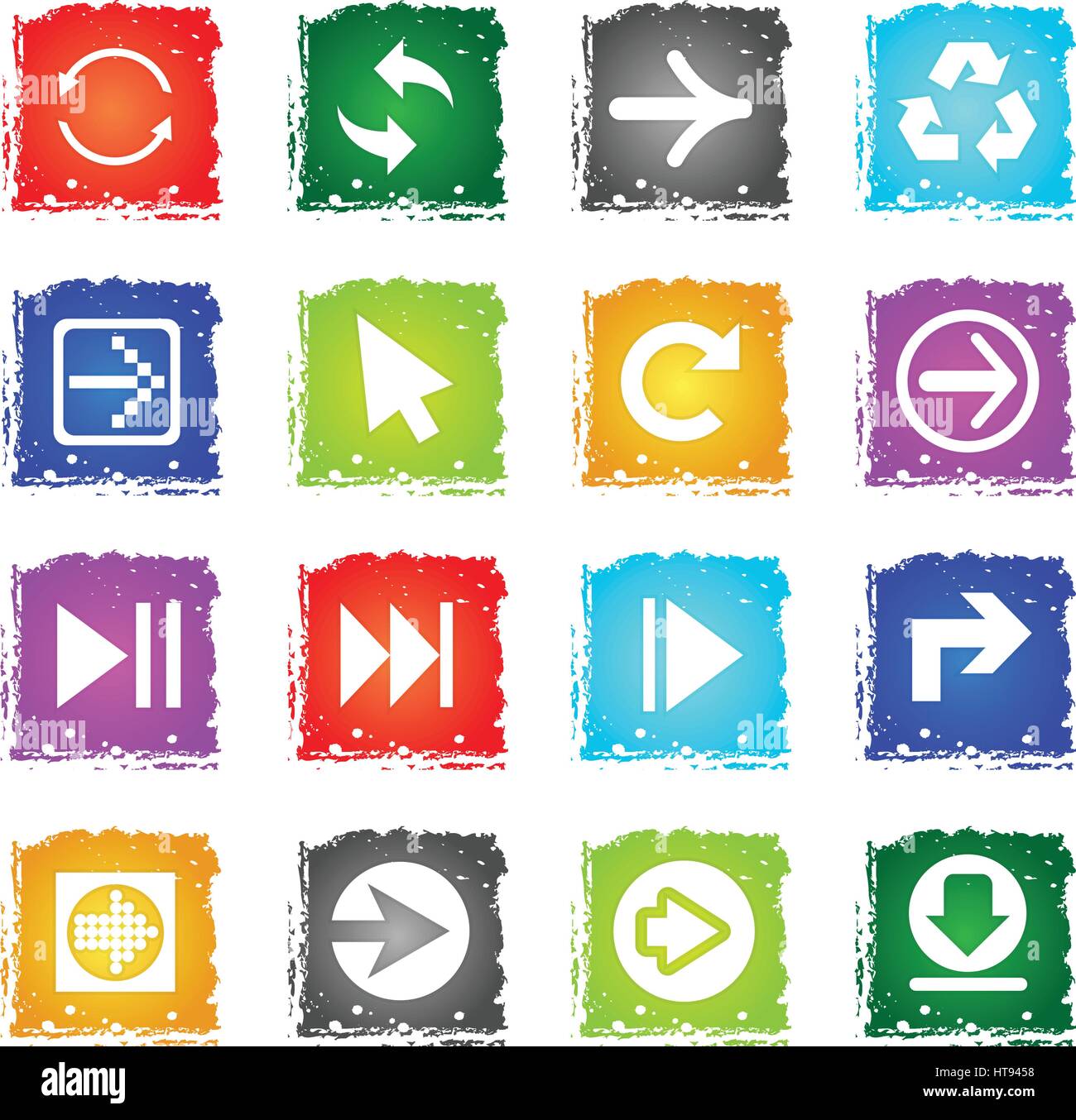 arrow web icons in grunge style for user interface design Stock Vector ...