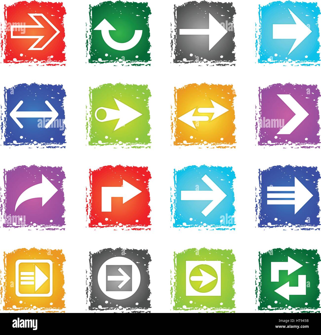 arrow web icons in grunge style for user interface design Stock Vector ...