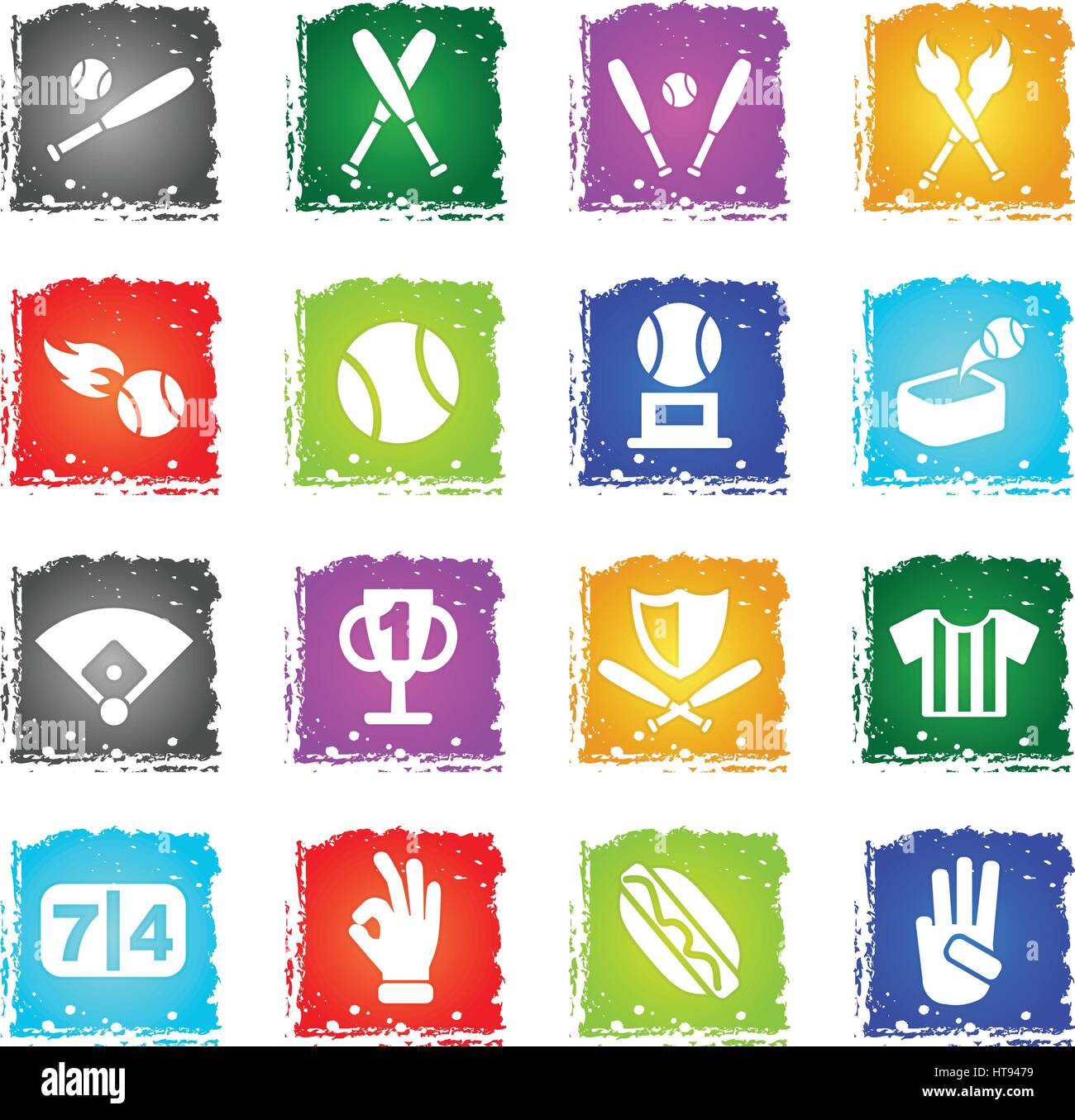 baseball web icons in grunge style for user interface design Stock ...