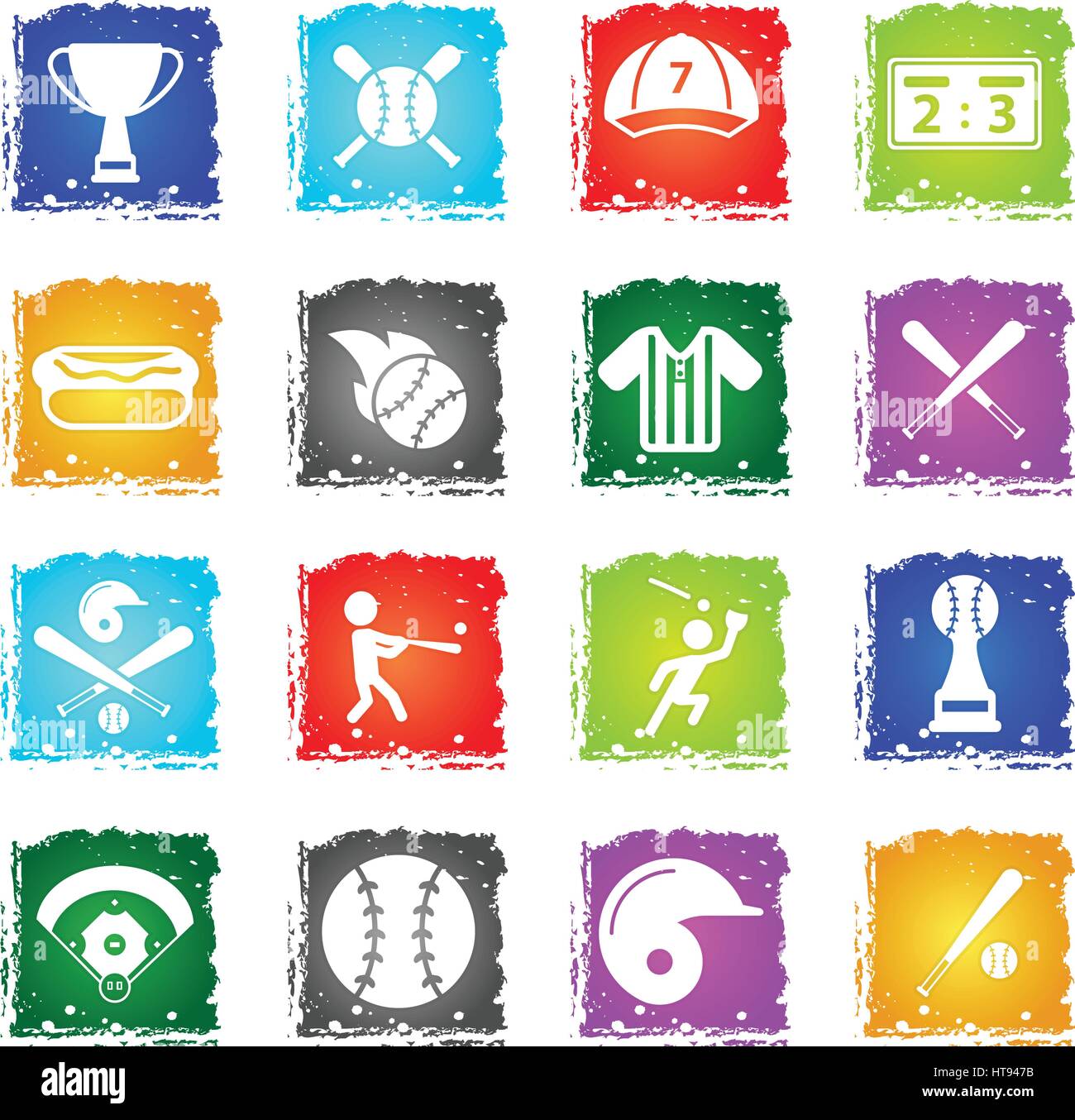 Baseball simply symbol in grunge style for user interface design Stock ...