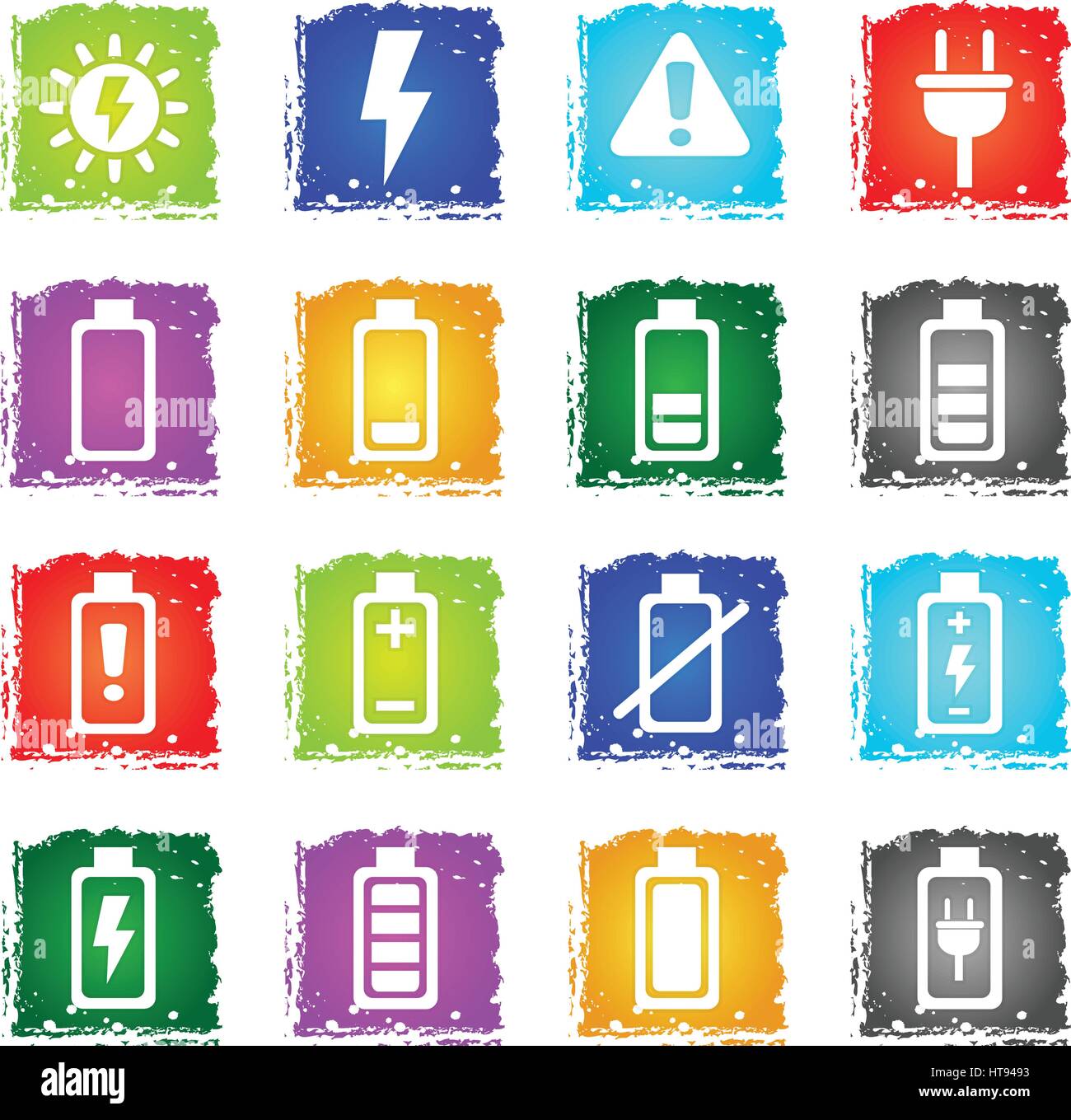 battery web icons in grunge style for user interface design Stock ...