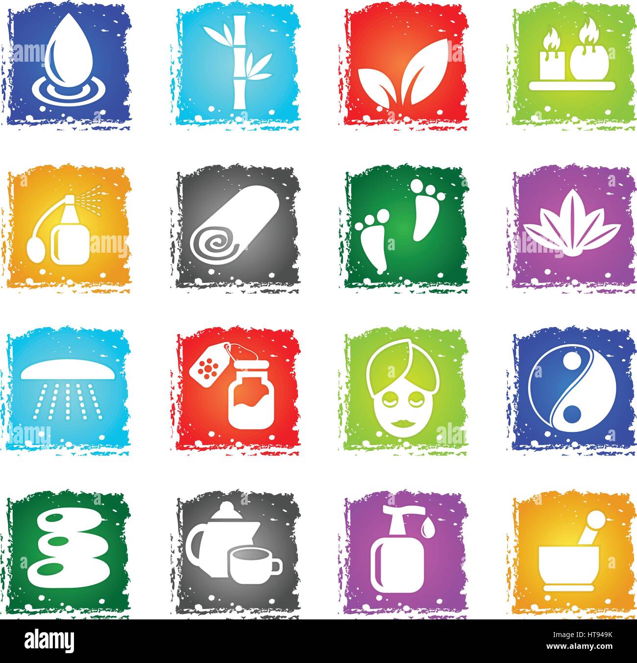 beauty and spa web icons in grunge style for user interface design ...