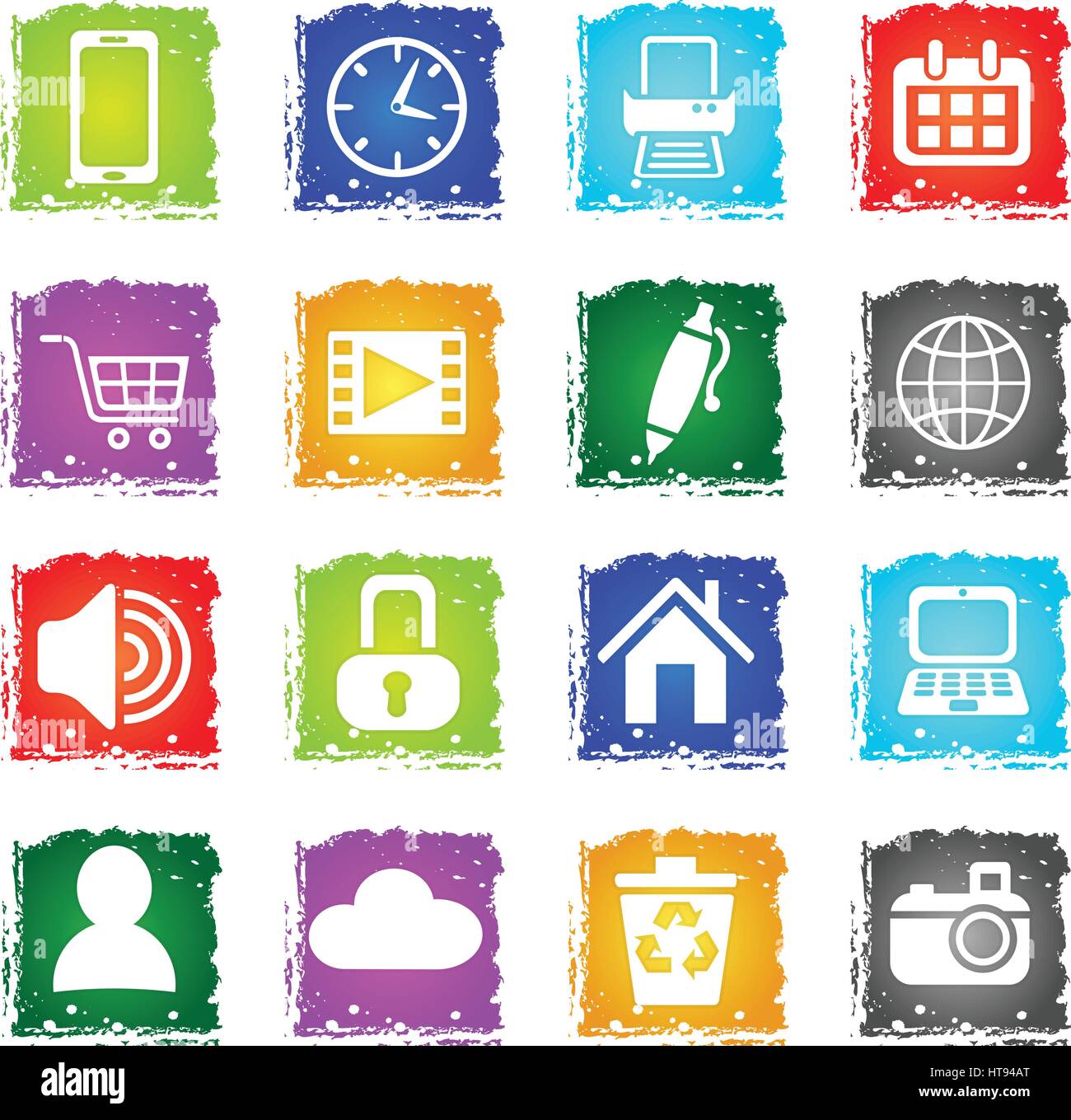 blog web icons in grunge style for user interface design Stock Vector ...