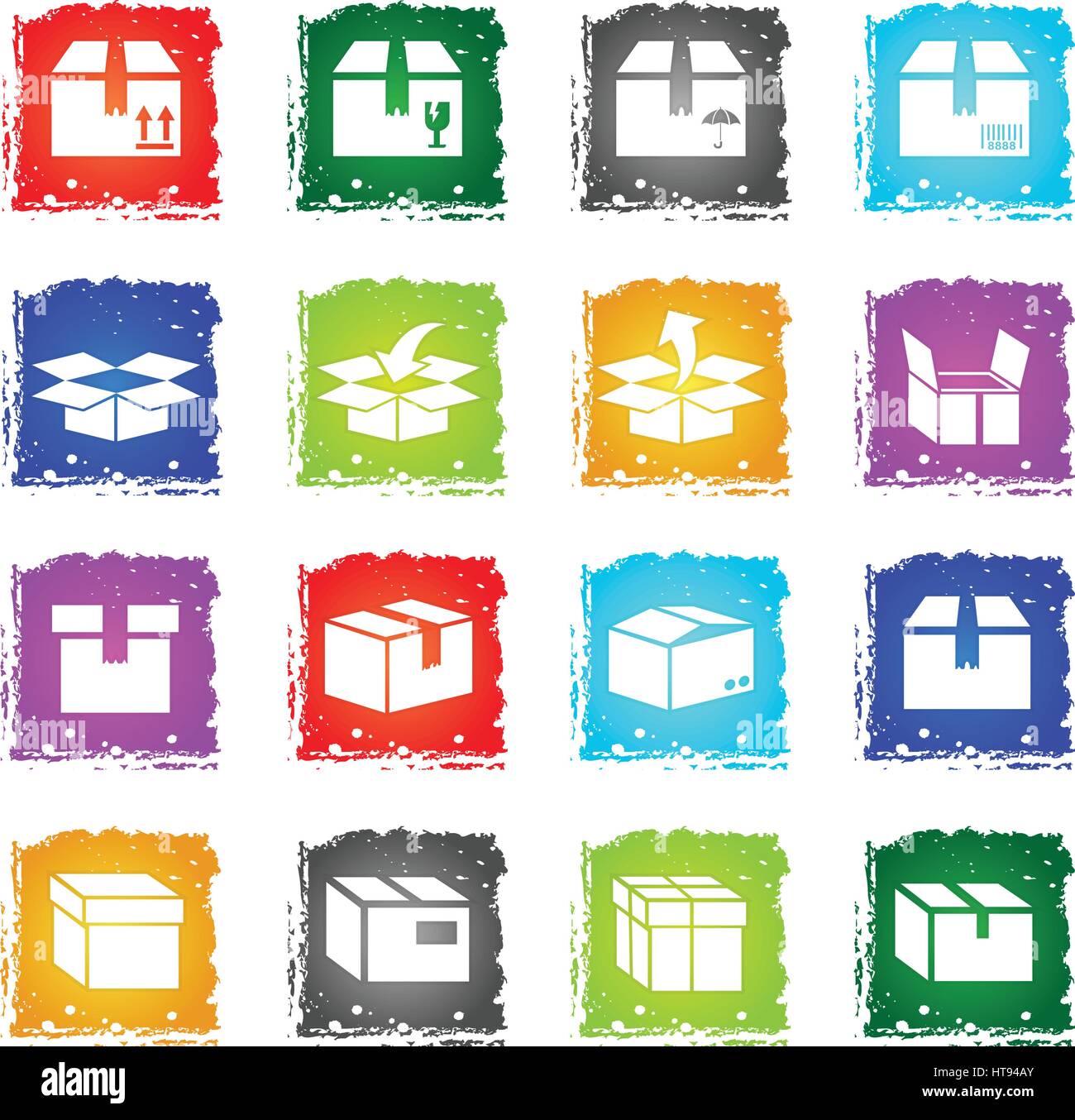 box web icons in grunge style for user interface design Stock Vector ...