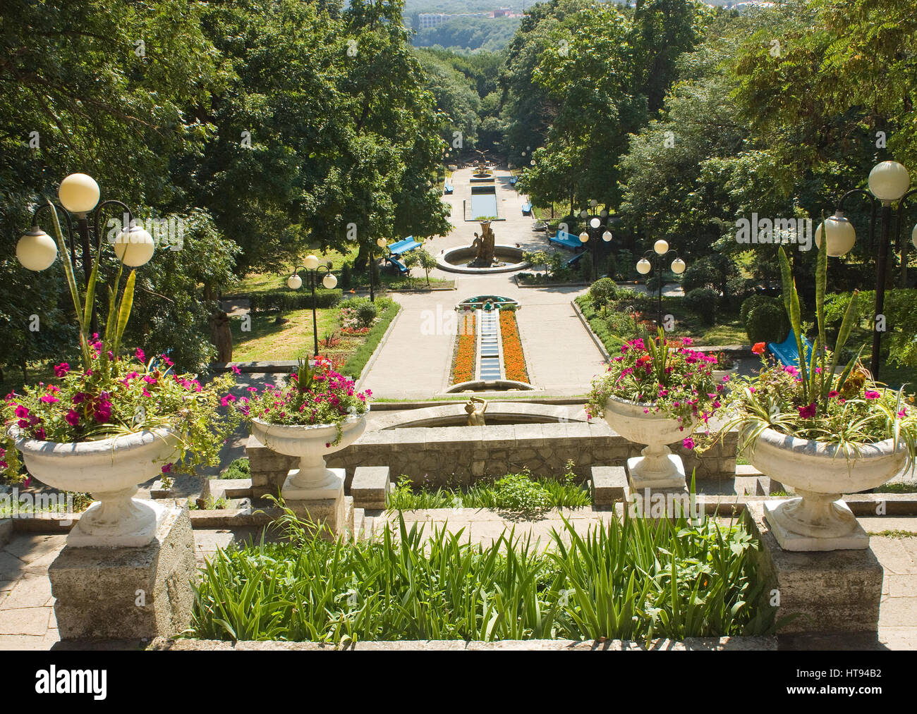 Cascade stairs - a beautiful place, consisting of a fountain, located ...