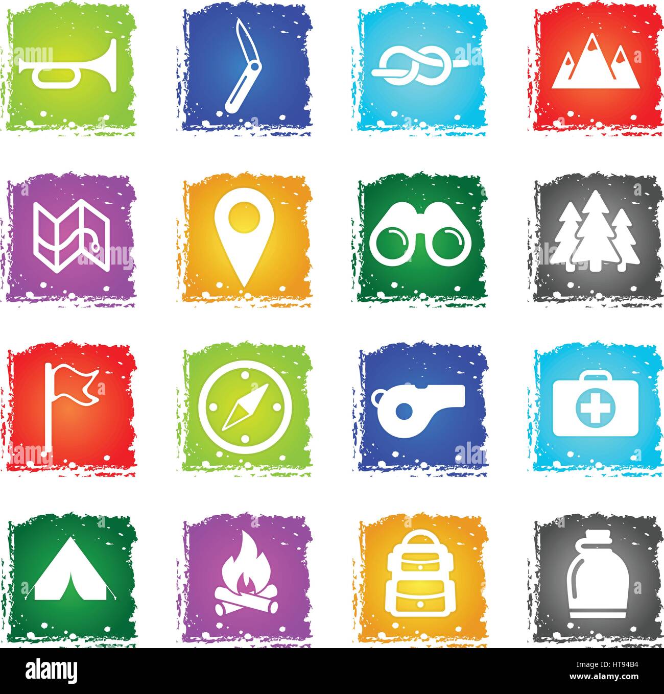 Boy scout simply symbols in grunge style for user interface design ...