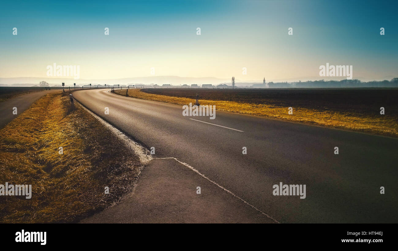 Rural landscape view to a german village Stock Photo - Alamy