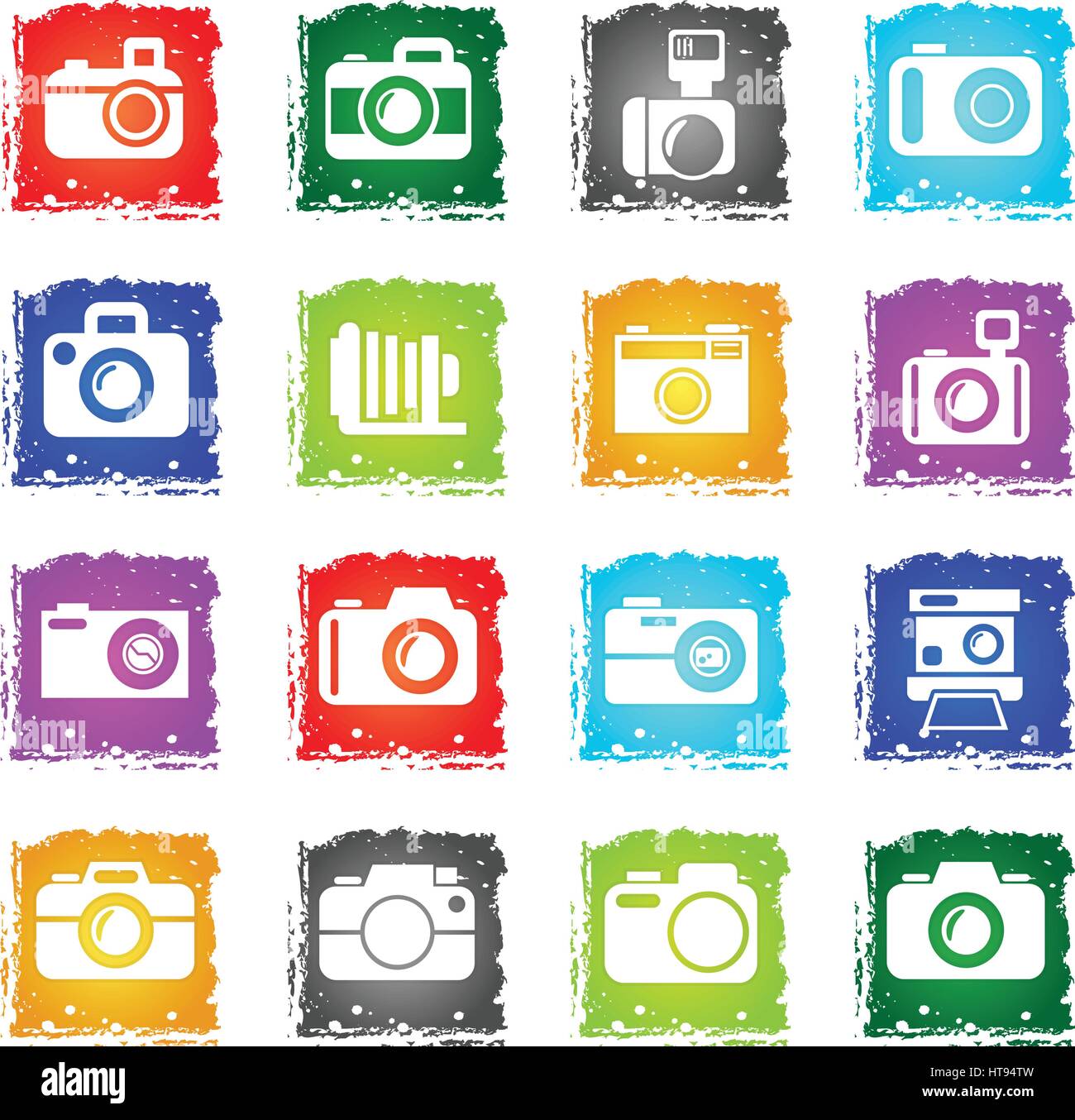 camera web icons in grunge style for user interface design Stock Vector ...
