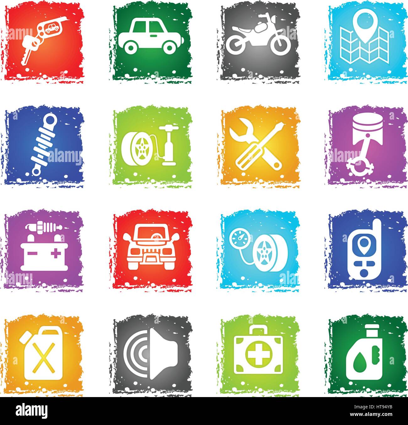 car shop web icons in grunge style for user interface design Stock ...
