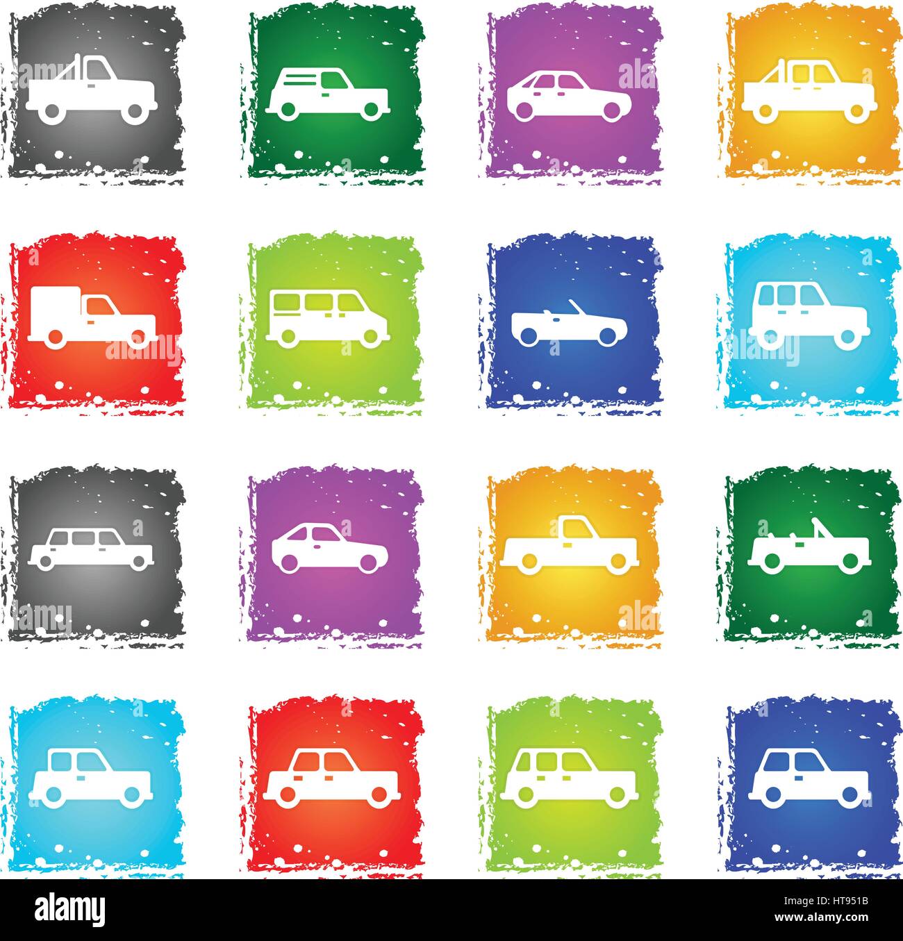 Cars simply simply symbols in grunge style for user interface design ...
