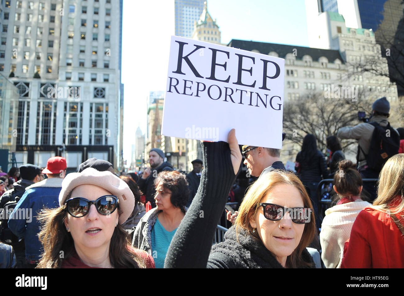New York, USA. 08th Mar, 2017. Thousands of women rally as part of a ...