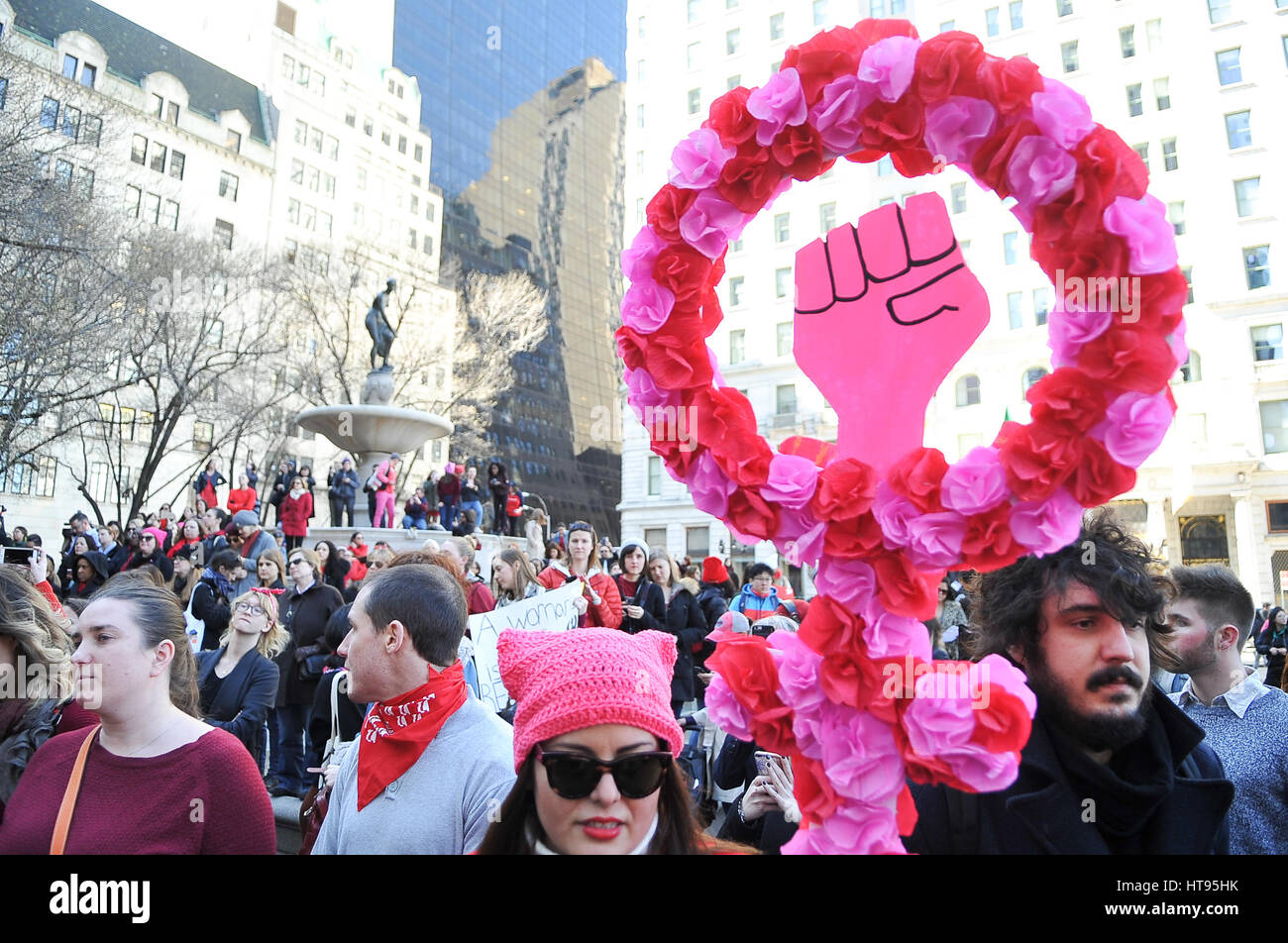New York, USA. 08th Mar, 2017. Thousands of women rally as part of a ...