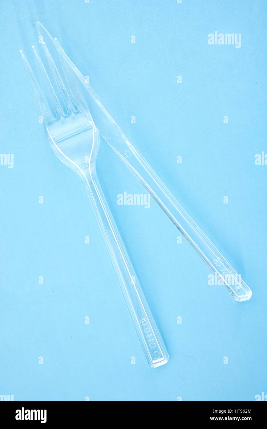 A studio photo of clear plastic cutlery Stock Photo - Alamy