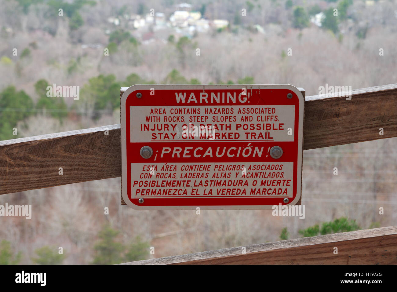 Warning Stay on Marked Trail Sign Stock Photo - Alamy