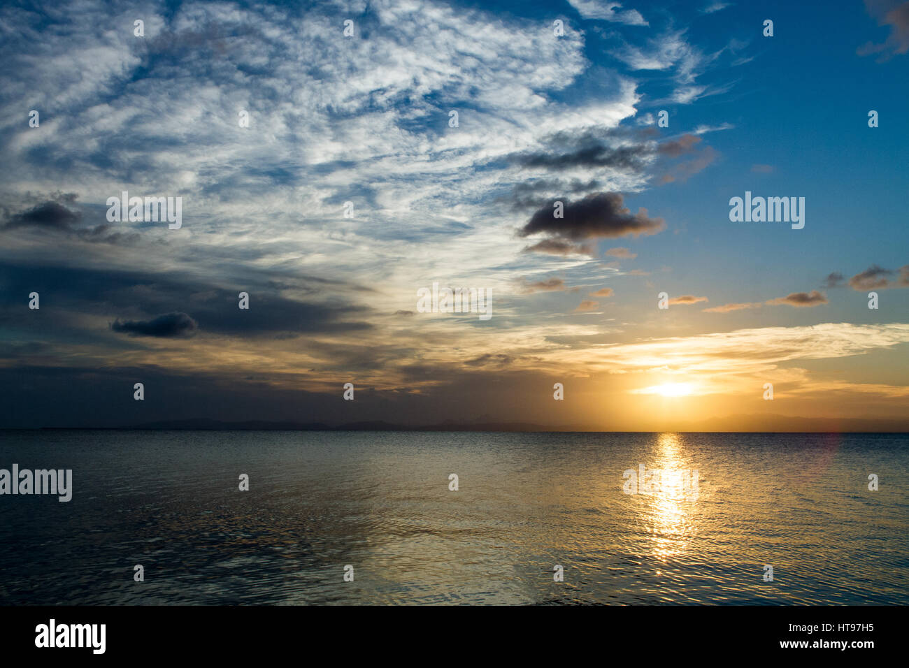 Sunset over Caribbean in Belize Stock Photo - Alamy