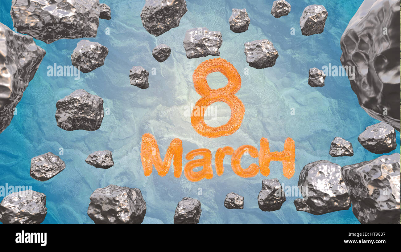 8 March symbol. Figure of eight made of an orange fur flying in the ...