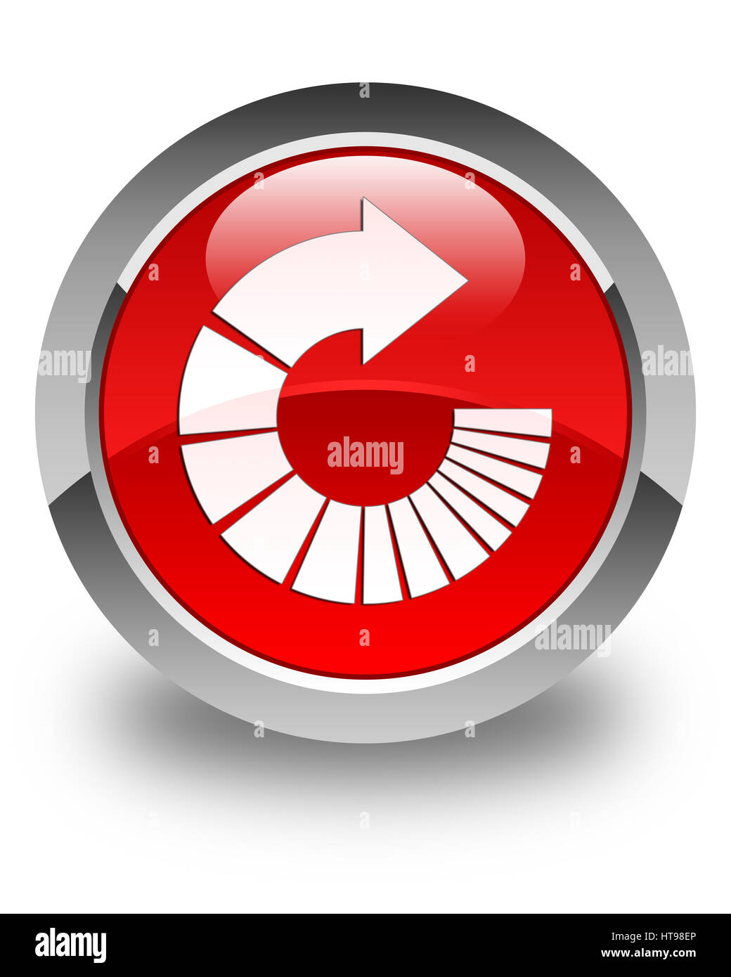 Rotate arrow icon isolated on glossy red round button abstract ...