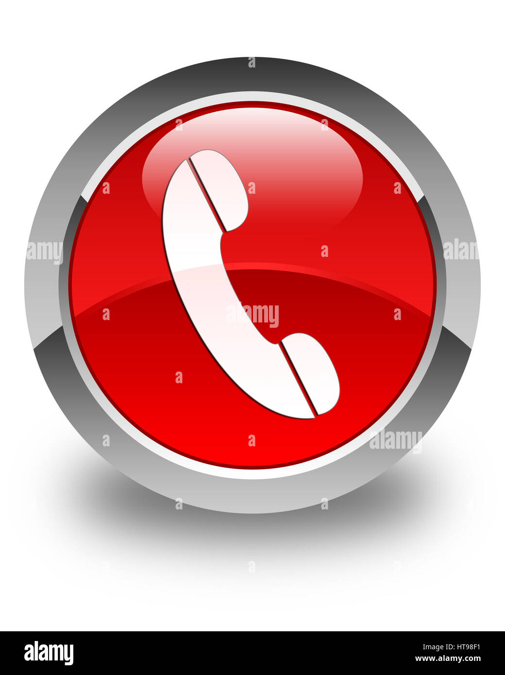 Phone icon isolated on glossy red round button abstract illustration ...