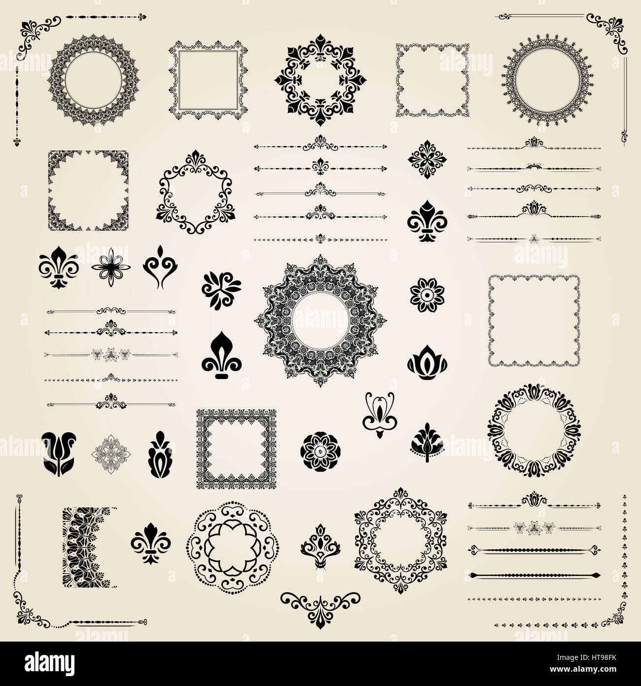 Vintage set of classic elements. Different elements for decoration and ...