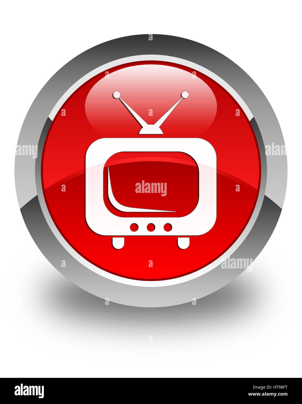 TV icon isolated on glossy red round button abstract illustration Stock ...