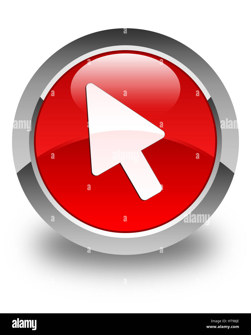 Cursor icon isolated on glossy red round button abstract illustration ...