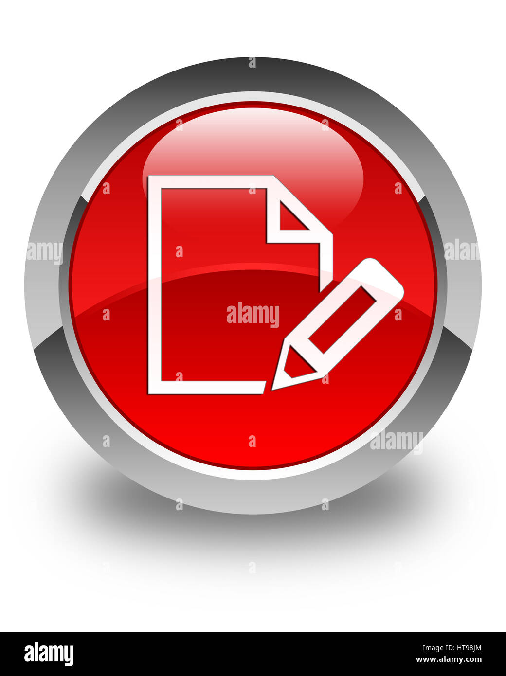 Edit document icon isolated on glossy red round button abstract ...