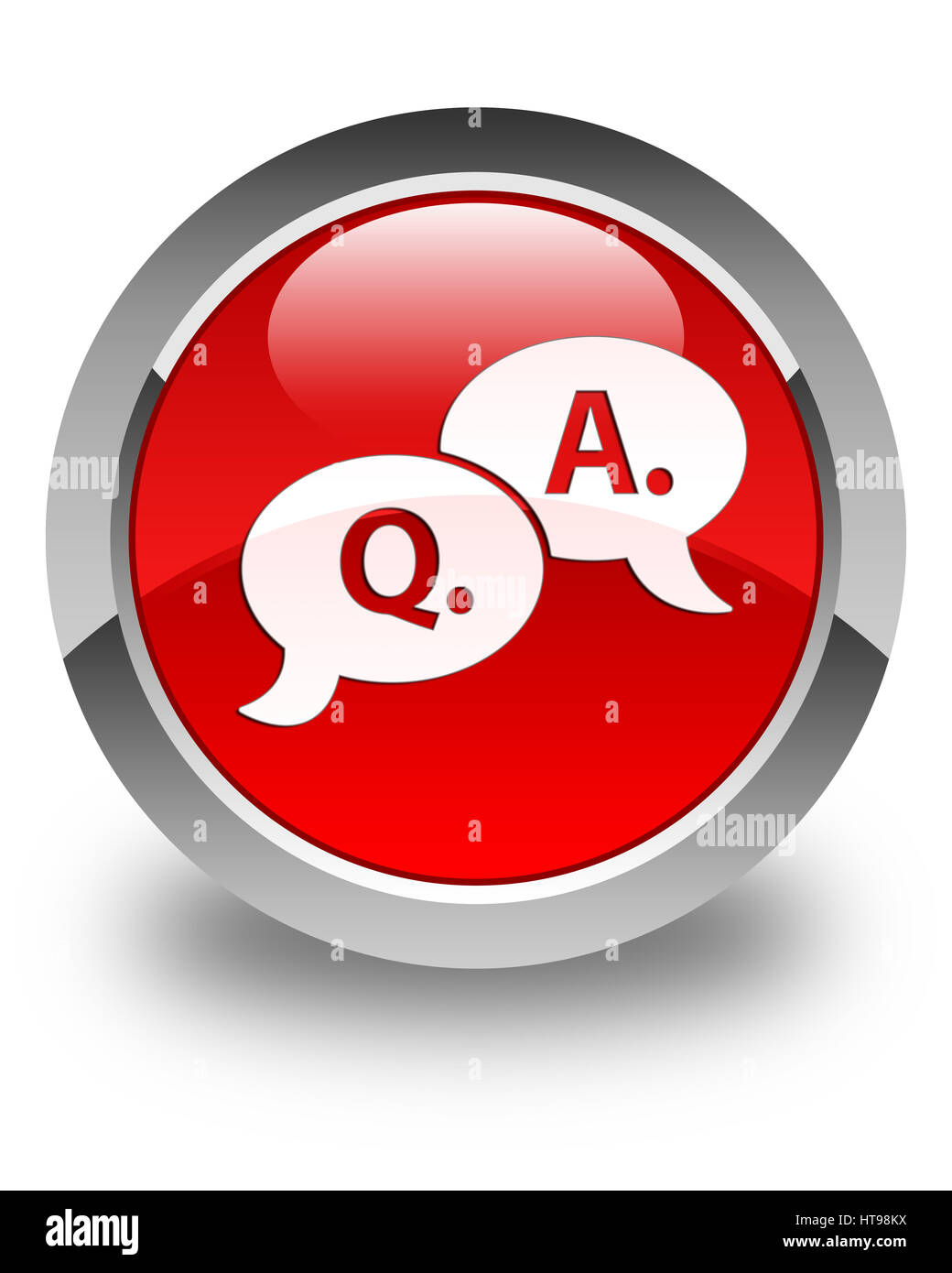Question answer bubble icon isolated on glossy red round button ...