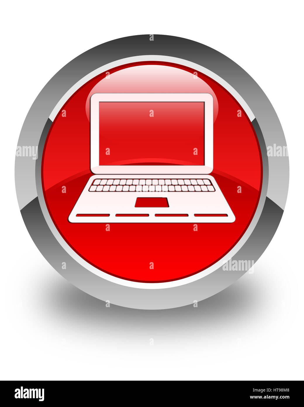 Laptop icon isolated on glossy red round button abstract illustration ...